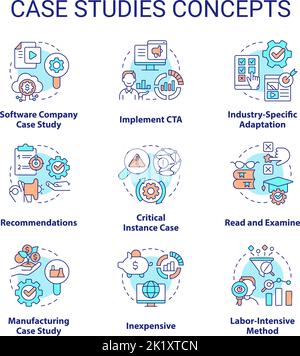 Case studies icon logo sign vector outline in black and white color ...