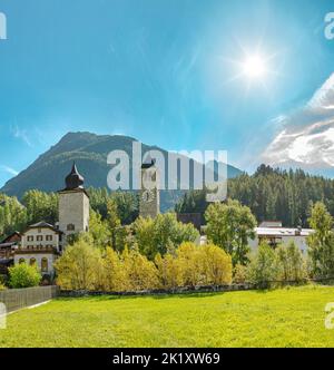 Next to the church, the Tuor Planta tower Stock Photo - Alamy