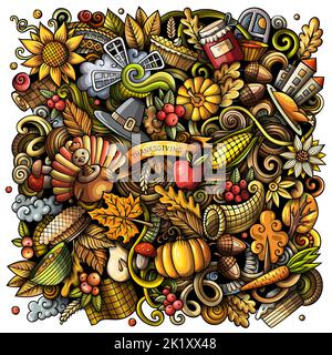 Digital composition of happy thanksgiving day text and autumn leaves ...