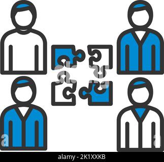 Corporate Team Icon. Editable Bold Outline With Color Fill Design ...