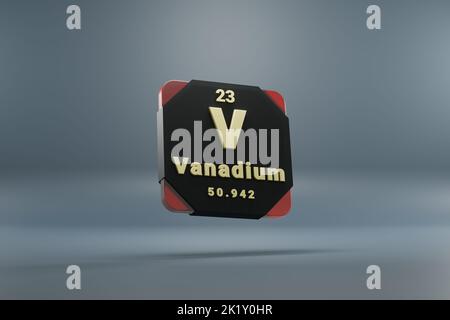 Vanadium V chemical element. Vanadium Sign with atomic number. Chemical ...