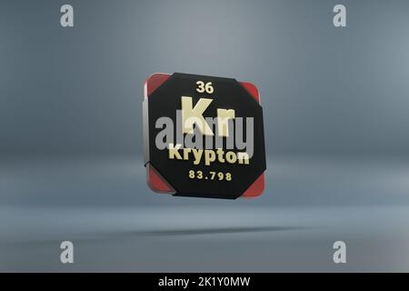 3d render of atom structure of krypton isolated over white background ...
