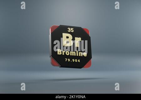 3d render of atom structure of bromine isolated over white background ...