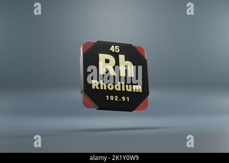 3d render of atom structure of rhodium isolated over white background ...