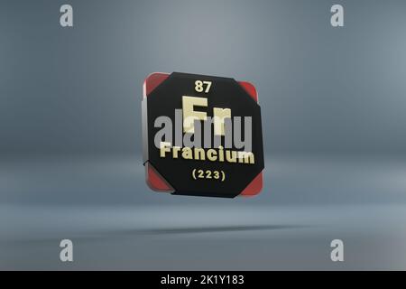 3d render of atom structure of francium isolated over white background ...