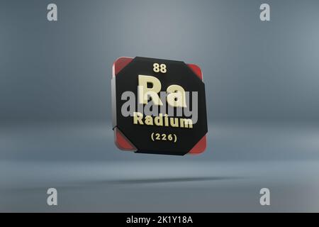 3d render of atom structure of radium isolated over white background Protons are represented as ...