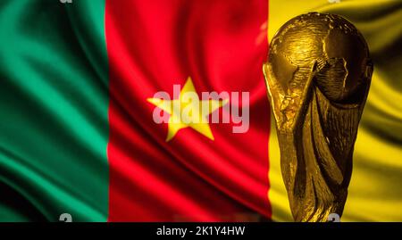 October 6, 2021, Yaounde, Cameroon. FIFA World Cup on the background of ...