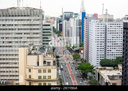 Paulista Avenue in Sao Paulo city, Brazil. Skyline of modern ...
