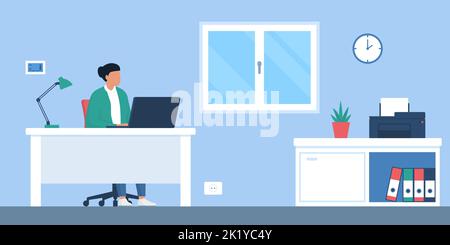woman working with laptop Stock Vector Image & Art - Alamy