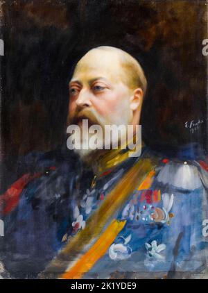 Painting of King Edward VII (1841-1910) during his coronation. Dated ...