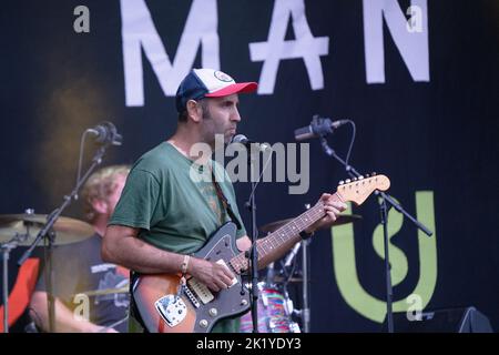Welsh band El Goodo on the Walled Garden Stage, Day One of the Green ...