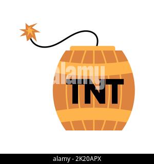 Cartoon dynamite and tnt explosives with timer and fuse. Fire bomb and ...