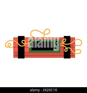 Cartoon dynamite and tnt explosives with timer and fuse. Fire bomb and ...