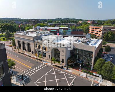 Watertown Square and Main Street aerial view in historic city center of ...
