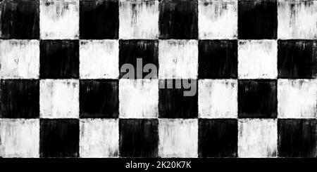Seamless painted simple plaid checker black and white artistic acrylic ...