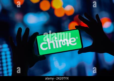 In this photo illustration, a Chime logo is seen displayed on a ...