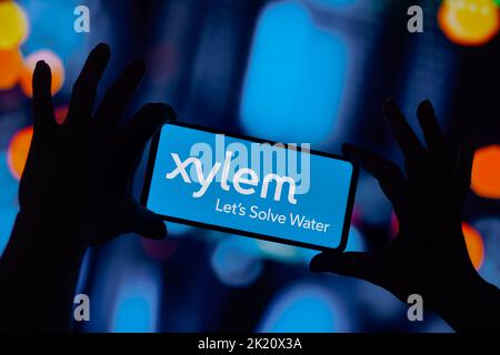 In this photo illustration, the Xylem Inc. logo seen displayed on a ...