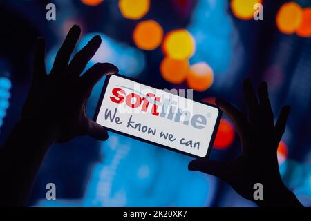 In this photo illustration, the Softline Holding logo seen displayed on ...