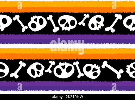 Halloween cartoon doodle seamless skulls pattern for wrapping paper and ...
