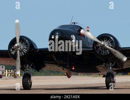 Matt Younkin, Beech-18 pilot, passes the crowd Sept. 24, 2022, at ...