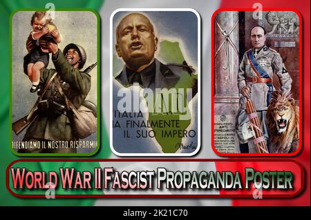 Propaganda posters of Fascist Italy, during the Second World War Stock ...
