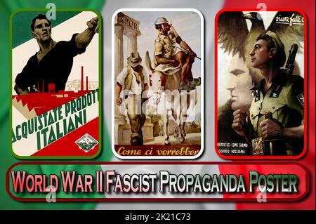 Propaganda posters of Fascist Italy, during the Second World War Stock ...