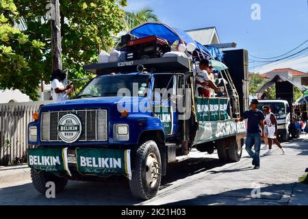 The Belikin beer truck and procession in the San Pedro, Belize ...