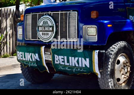 The Belikin beer truck and procession in the San Pedro, Belize ...