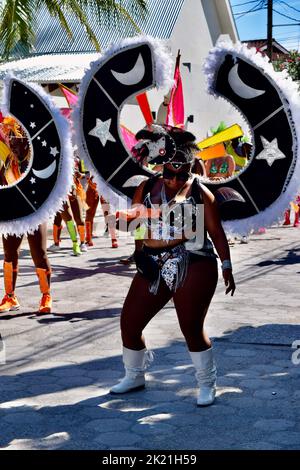 A female, belizean, dancer parading in the San Pedro, Belize, Carnival ...