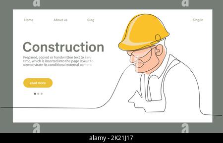 Vector landing page of architecture works with protective face masks ...