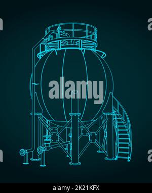 Stylized vector illustration of blueprints of spherical storage tank Stock Vector Image & Art ...
