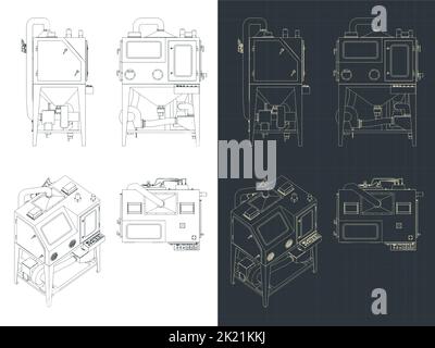 Stylized vector illustrations of blueprints of auto rickshaw Stock ...