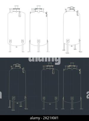 Stylized vector illustration of blueprints of spherical storage tank Stock Vector Image & Art ...