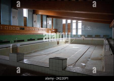 Pyramiden, Norway. 10th Sep, 2022. The swimming pool in the abandoned ...