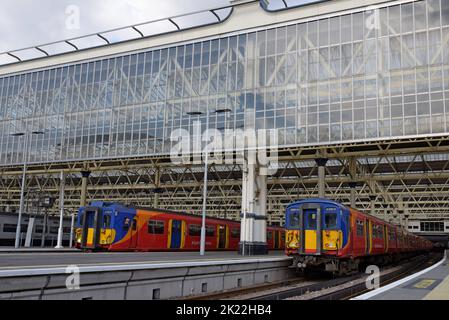 Class 455 South Western Railway trains at Waterloo Station, London, UK ...