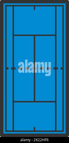Tennis Field Mark Icon. Editable Bold Outline With Color Fill Design ...