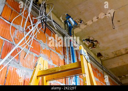 Ladders for easier installing cables, distribution boxes for ...