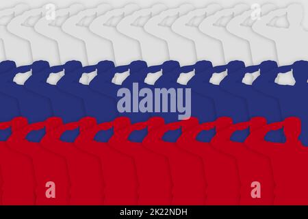 Russian army call-up. Young men gather for a military exercise ...