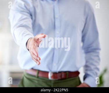 Handshake reach of businessman Stock Photo - Alamy