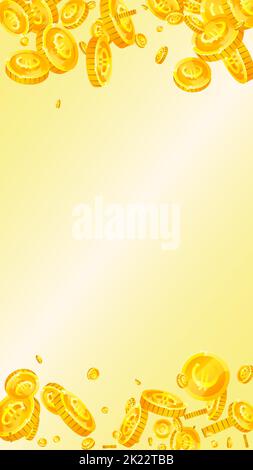 European Union Euro coins falling. Scattered gold EUR coins. Europe ...