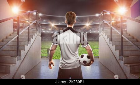 Entry into the soccer stadium - big epic game start Stock Photo - Alamy