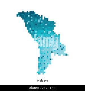 Moldova dotted map. Digital style shape of Moldova. Tech icon of the country with gradiented ...