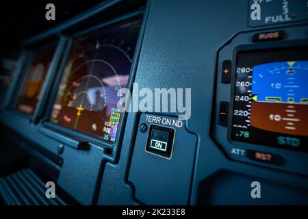 Flight Mode Control Panel on the Flight Deck of a Boeing 747-400 Stock ...