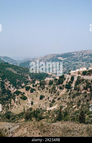 Panoramic view of Stemnitsa, a beautiful traditional village in ...