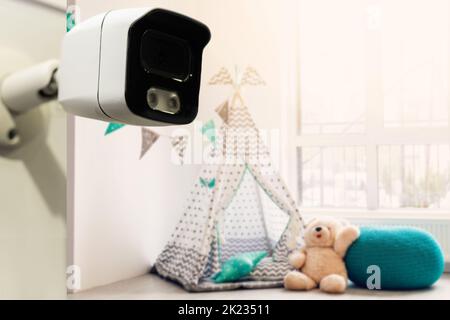 Living room under CCTV cameras surveillance, above view Stock Photo - Alamy