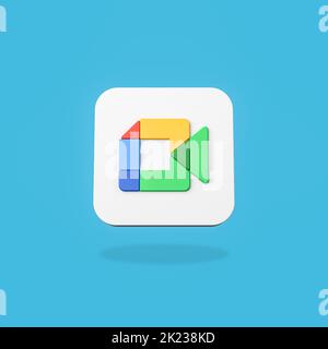 Google Meet Logo on Flat Blue Background Stock Photo - Alamy