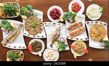 different kinds of cooked fish; grilled, poached, pan-broiled, bake ...