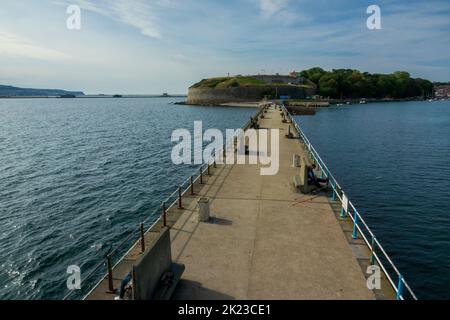 Weymouth Harbour Stone Pier Stock Photo - Alamy