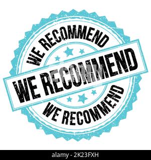 RECOMMEND text written on black grungy zig zag borders round stamp ...