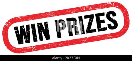 WIN PRIZES, text on red rectangle stamp sign Stock Photo - Alamy